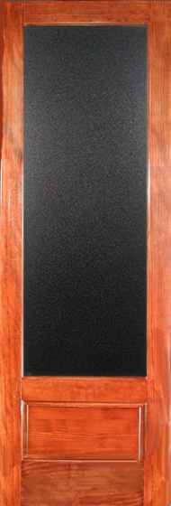 Interior doors with textured obscurity style glass